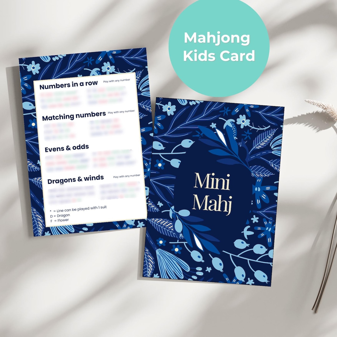 Mahjong Card for Kids: Mini Mahj Digital Download (PDF, PNG) - Etsy