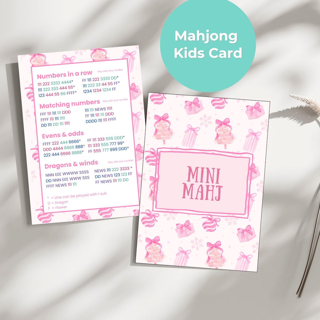 Christmas Mahjong Card for Kids: Mini Mahj Digital Download (PDF, PNG ...