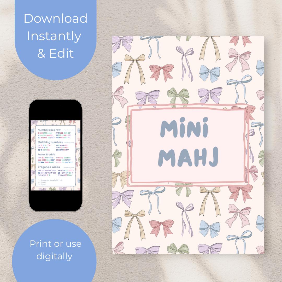 Kids Mahjong Card: Mini Mahj Digital Download (PDF, PNG), Bows - Etsy