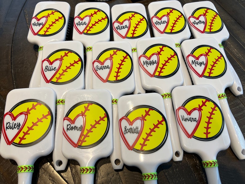 Softball Sports Brush Heart- Personalized! - Etsy