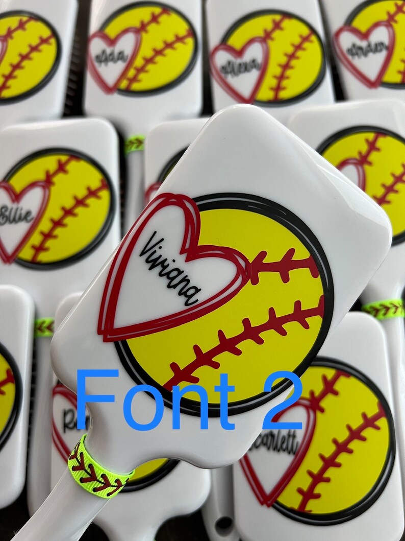Softball Sports Brush Heart- Personalized! - Etsy