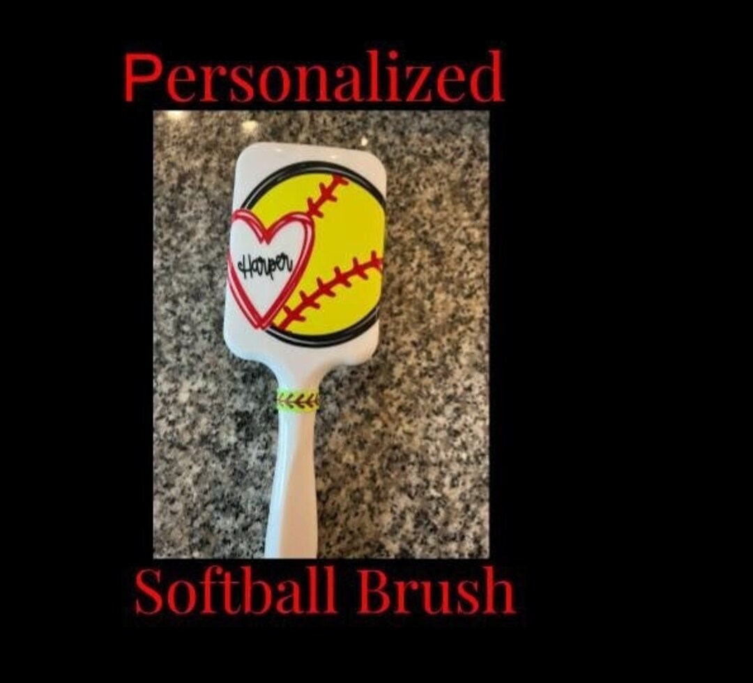 Softball Sports Brush Heart Personalized - Etsy