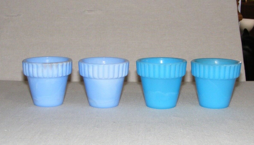 Vintage Small Blue Akro Agate Slag Glass Flower Pot Planter - Etsy