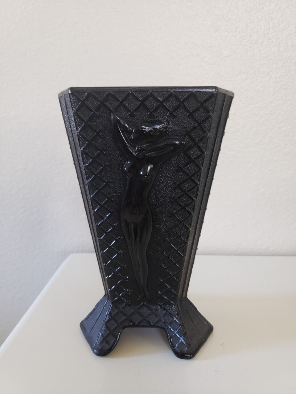 Vintage Art Deco Black Glass Nudes Vase by Mckee Glass - Etsy