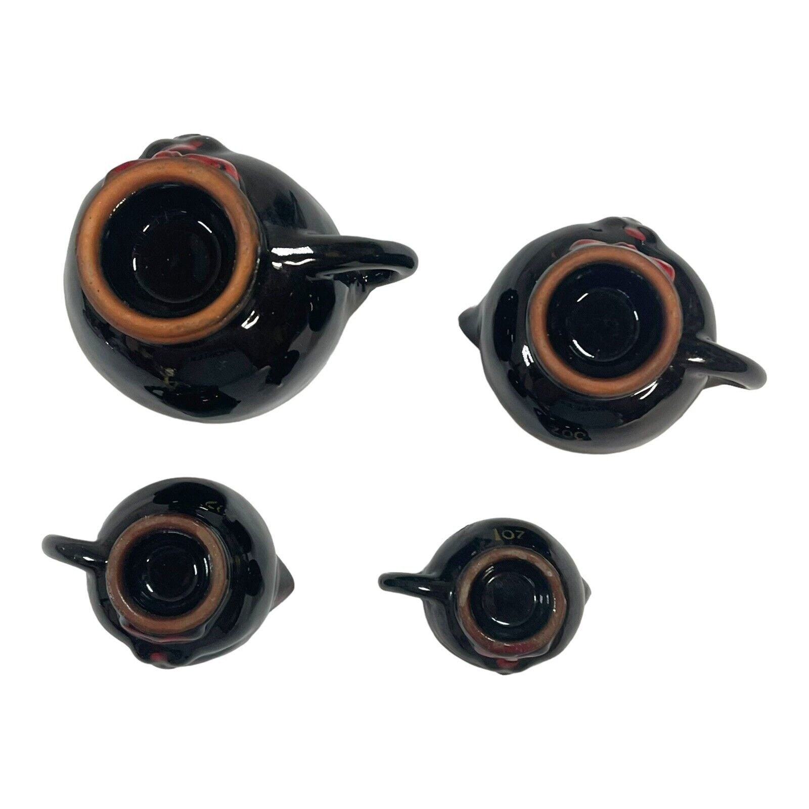 Shafford Japan Black Cat RED Bow Measuring Cups Set Redware Vintage ...