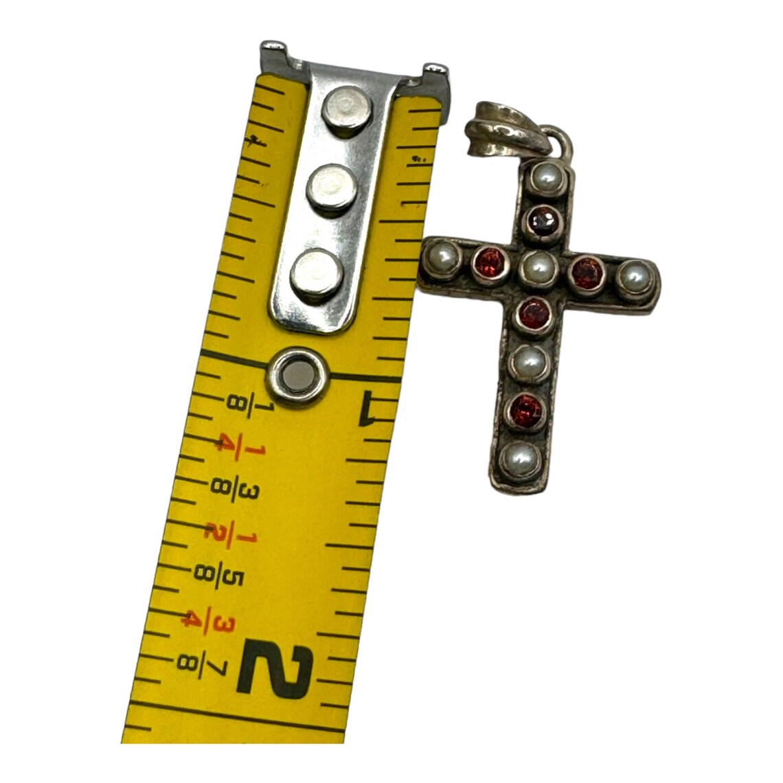 Sterling Silver Nicky Butler Cross Pendant Garnet and Pearl Made in ...
