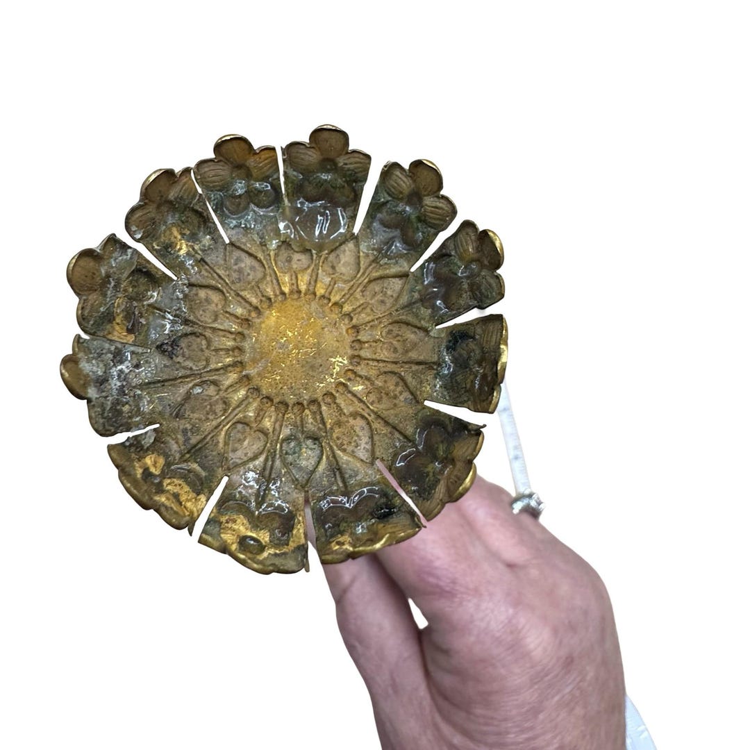 Vintage Brass Floral Hat Pin Large Flower Art Nouveau Deco Intricate ...