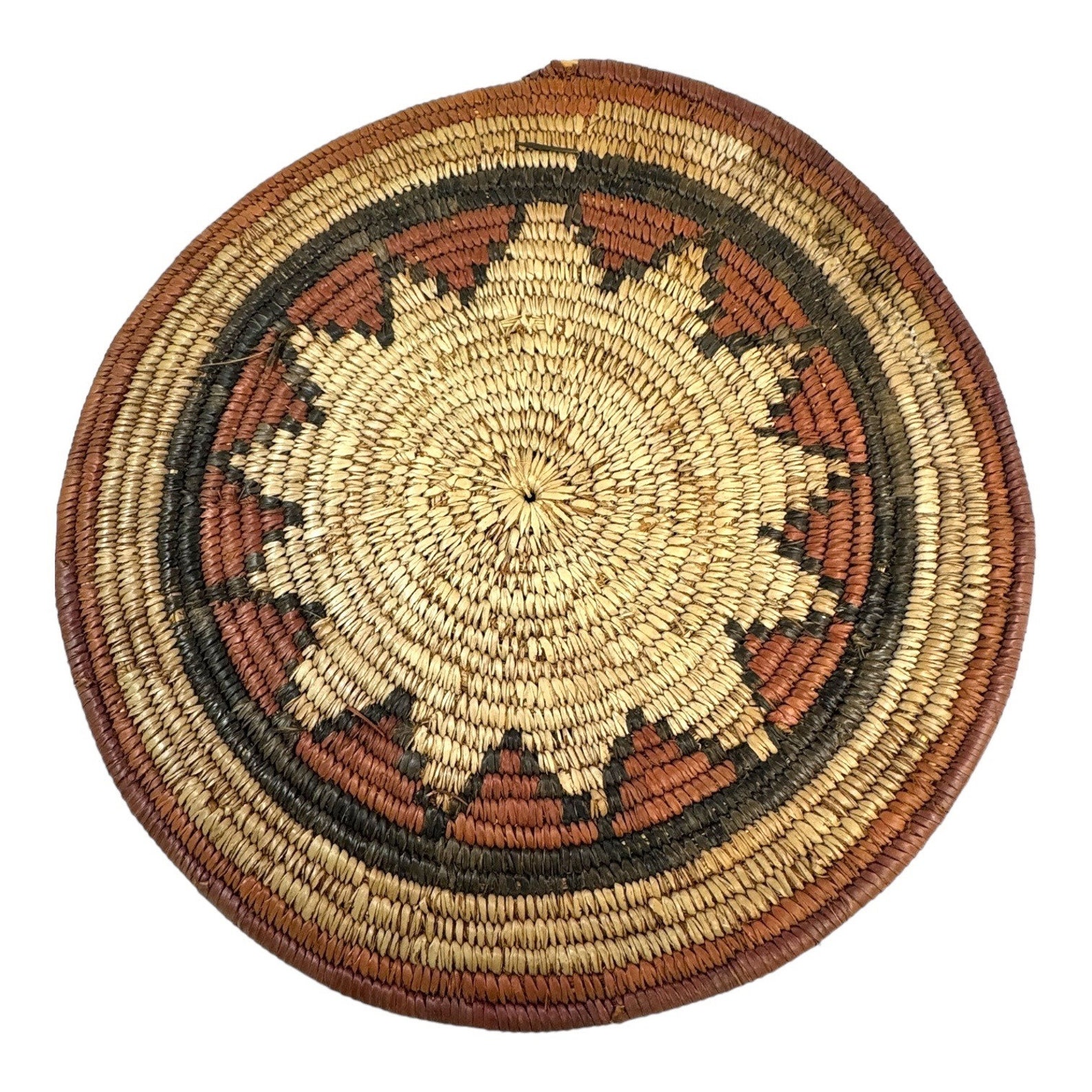 Handwoven Navajo Native American Sunburst Flat Wedding Basket Wall Art ...