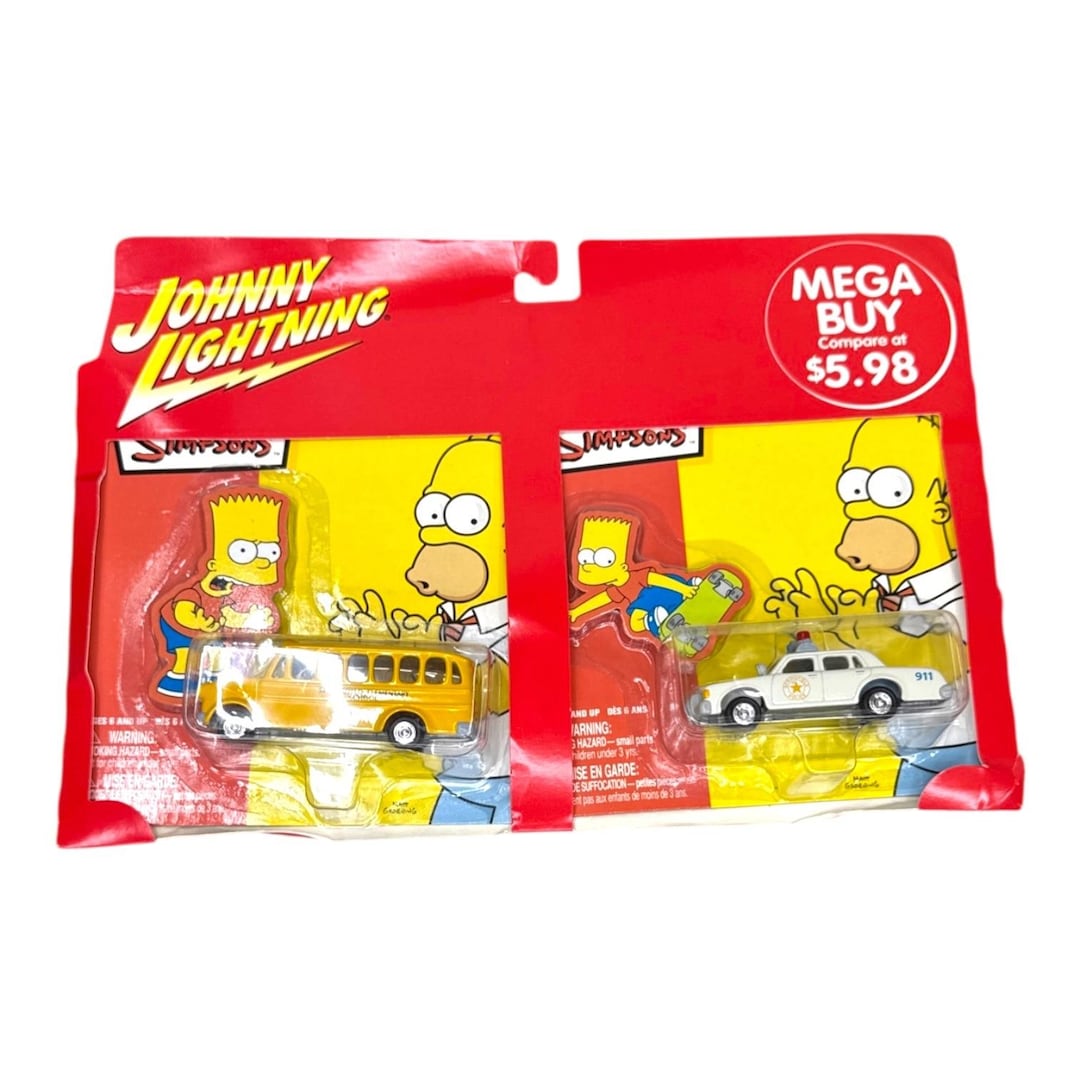 The Simpsons Johnny Lightning Diecast Car Set Springfield Police Car ...