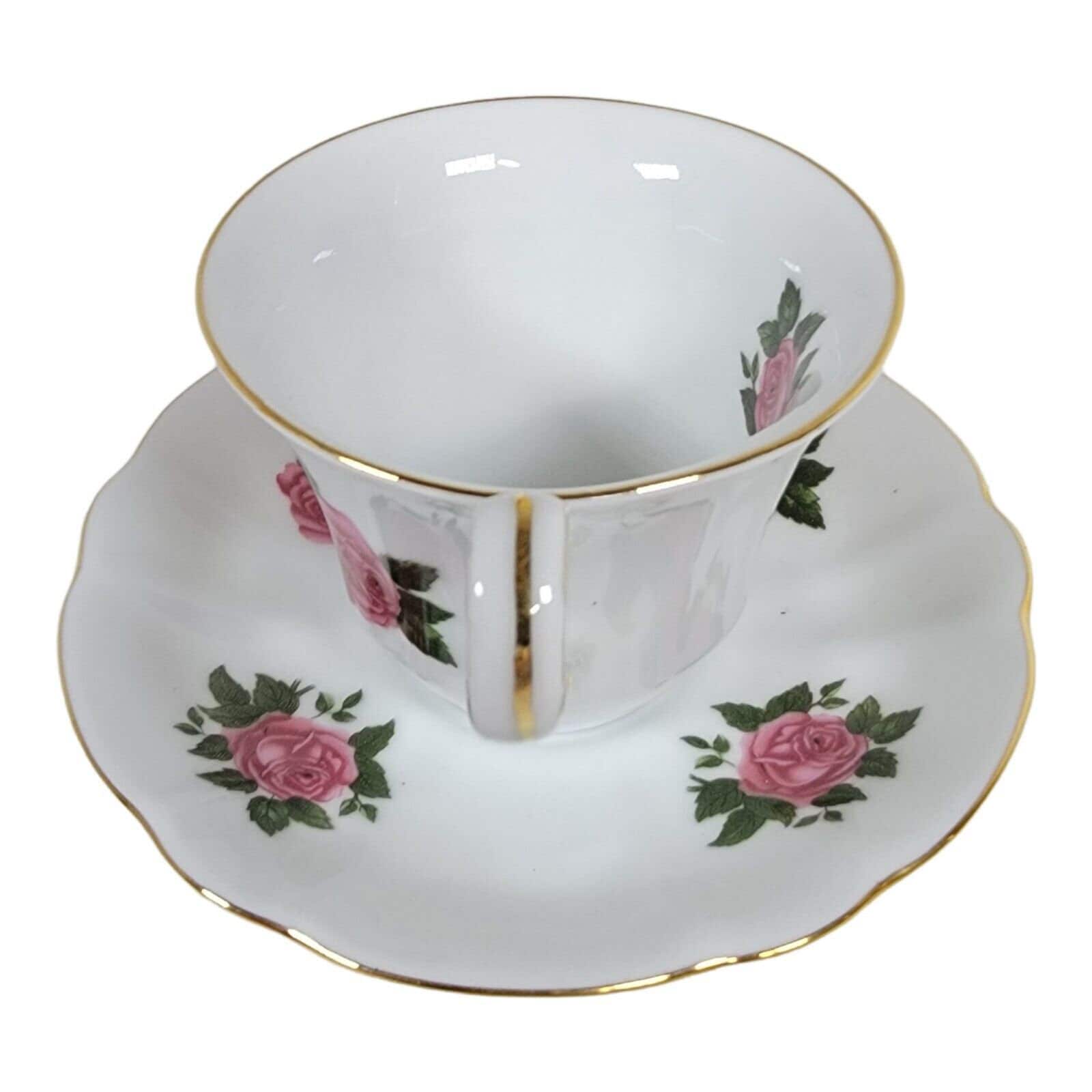 Pink Cabbage Rose Tea Cup Saucer Plate Set Germany - Etsy