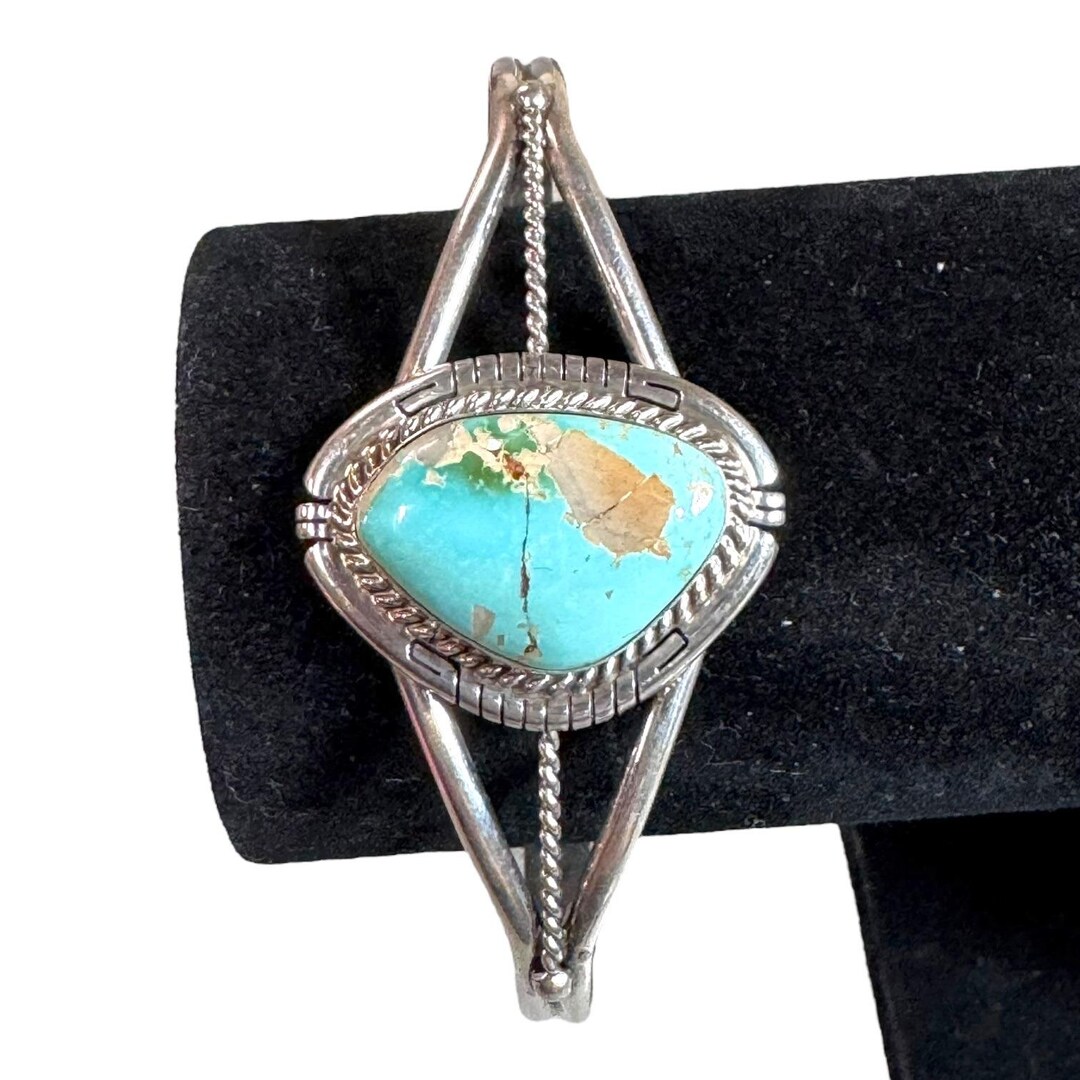 Vintage Navajo Sterling Silver Cuff Bracelet Turquoise by Donovan ...
