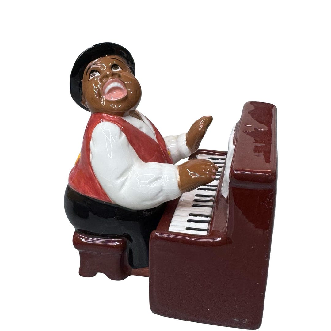 Ragtime Piano Man Salt & Pepper Shaker Set Vintage 1996 Clay Art Jazz ...