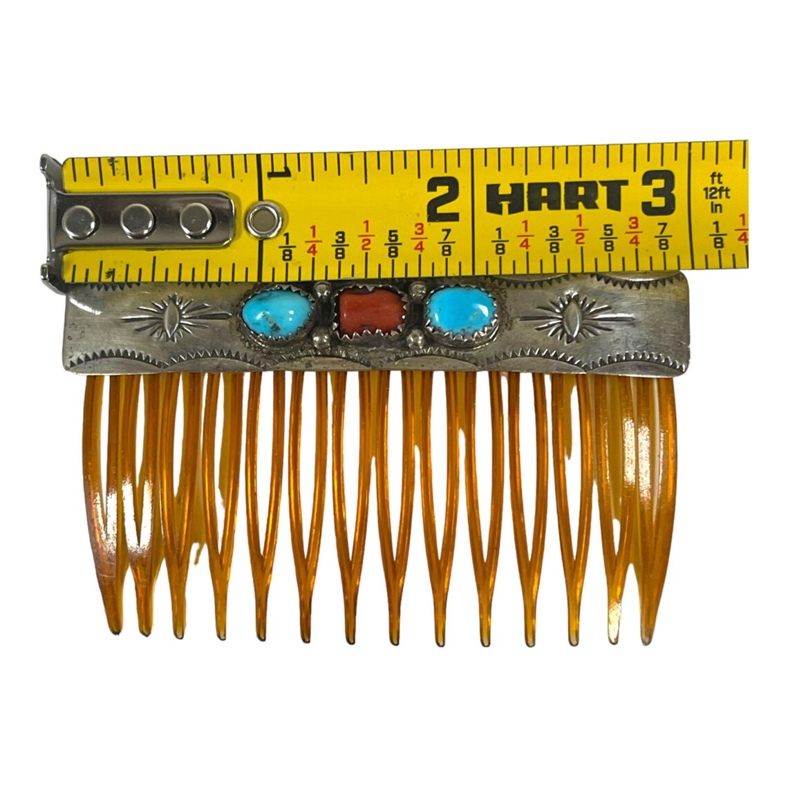 Vintage Navajo Sterling Feather Hair Combs Turquoise Coral 3 Barrette ...