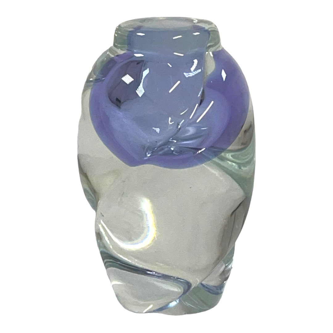Vandermark Art Glass Handblown Lavender & Clear Bud Vase Paperweight ...