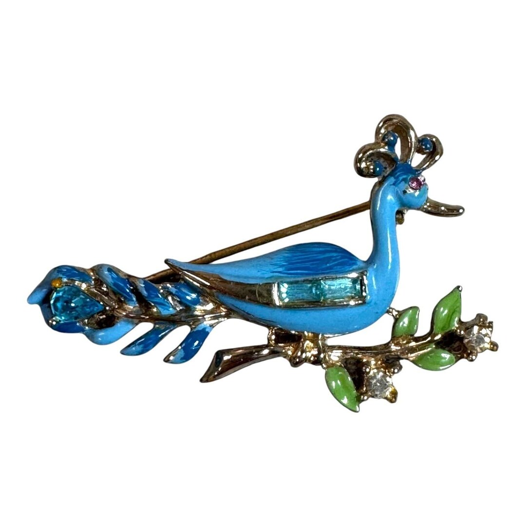 Vintage Rare 1940’s Coro Adolph Katz Peacock Bird Blue Enamel ...