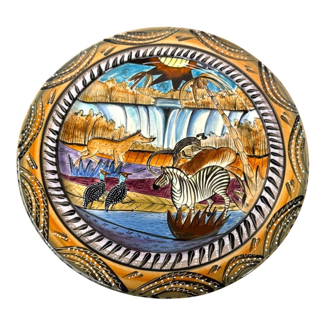 Penzo Zimbabwe African Safari Dinner Plate 11” Lemur Zebra Africa Decor ...