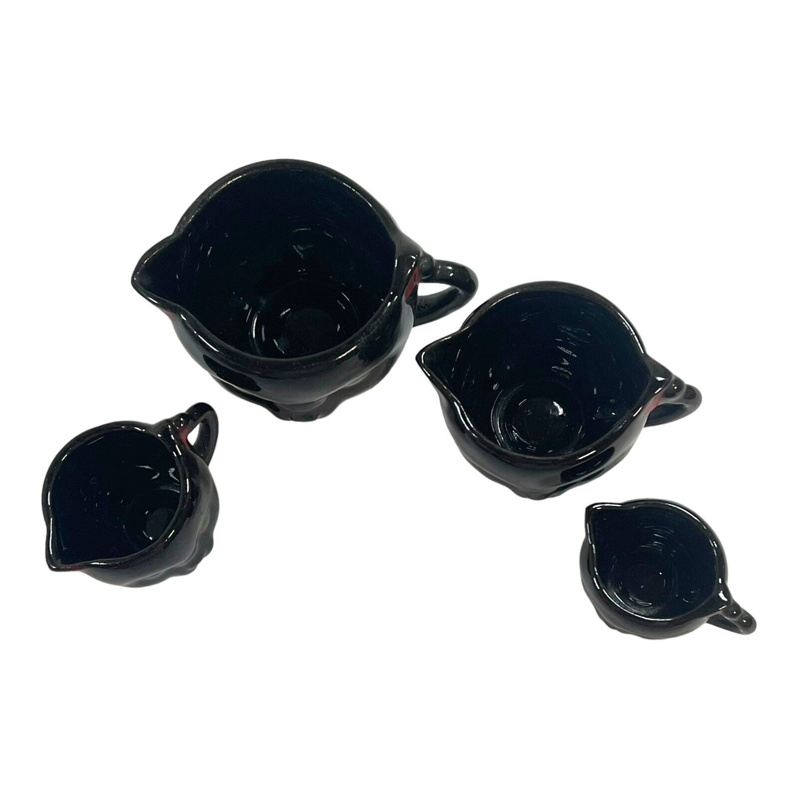 Shafford Japan Black Cat RED Bow Measuring Cups Set Redware Vintage ...