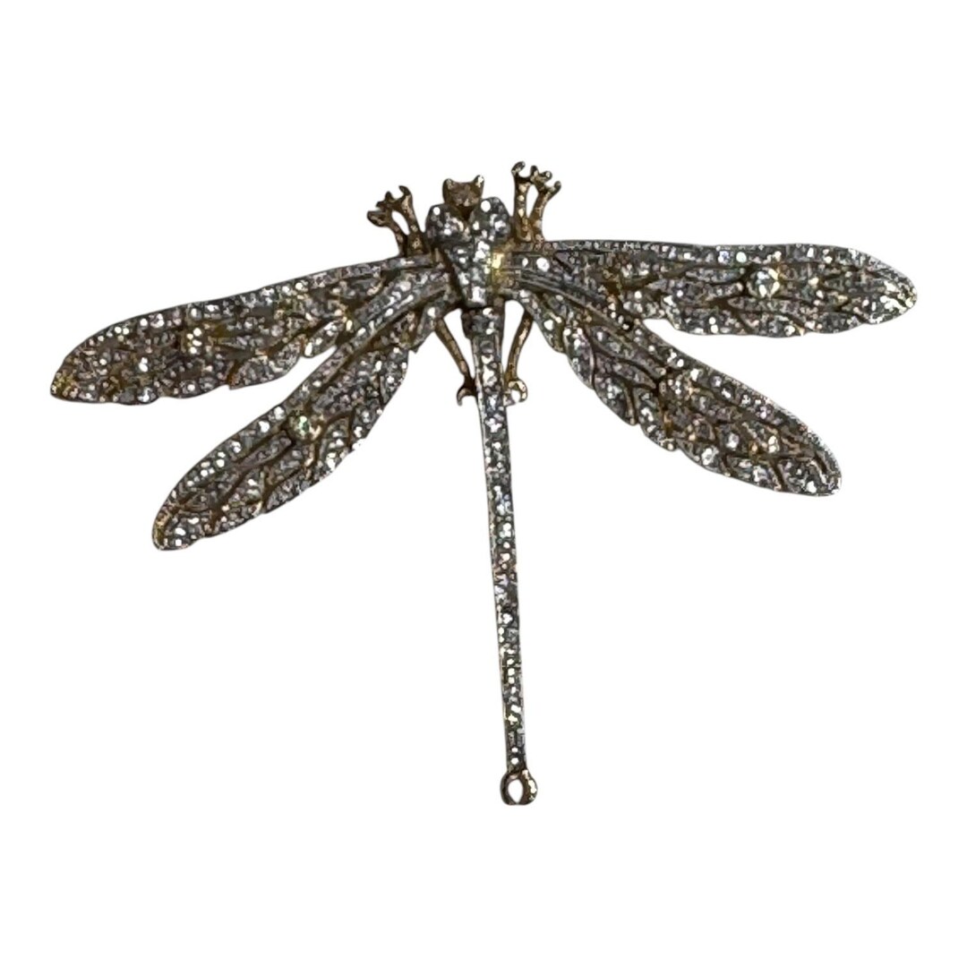 Vintage B&W Butler and Wilson Gold Tone Rhinestone Dragonfly Brooch Pin ...