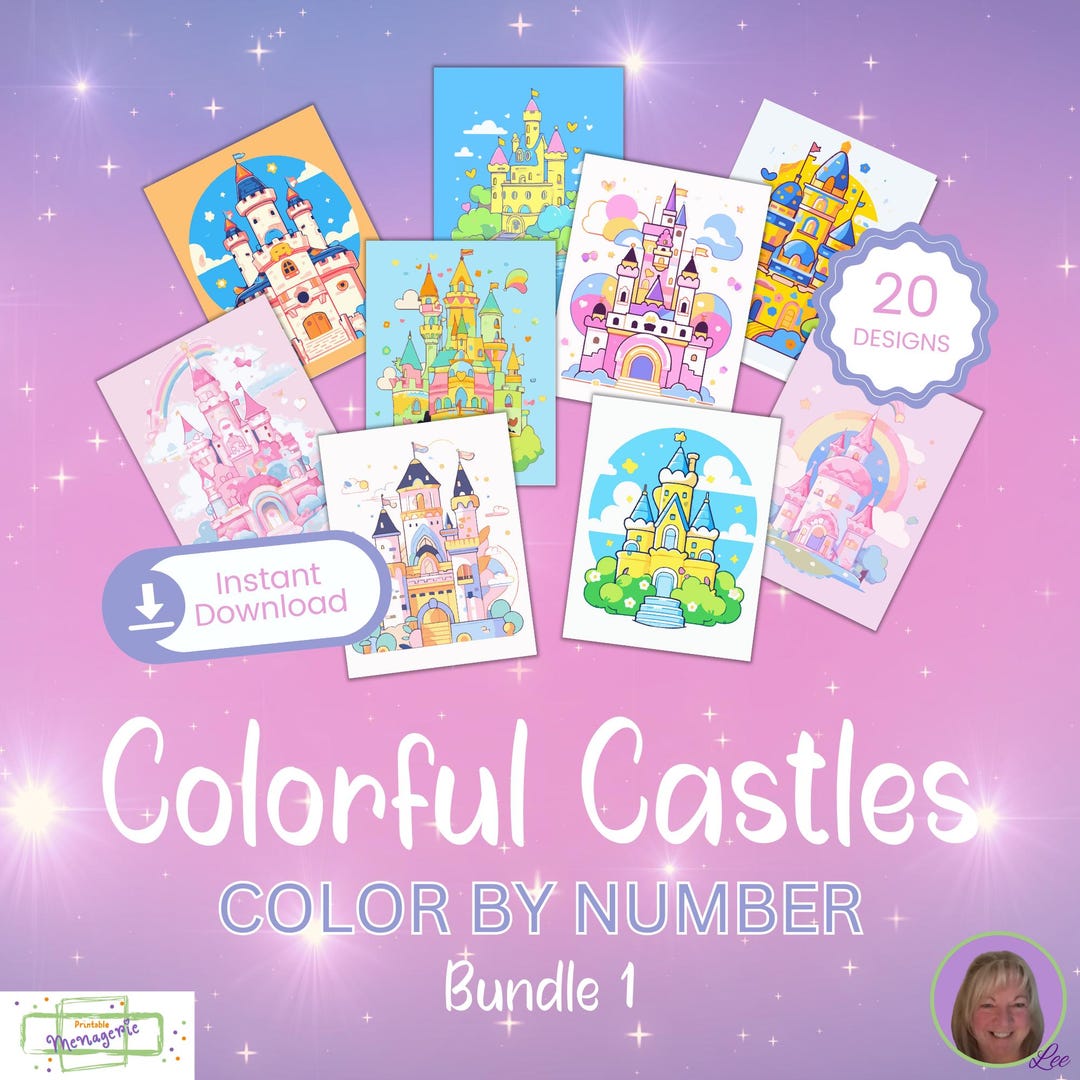 Colorful Castles Bundle 1 - Color by Number - INSTANT DOWNLOAD ...