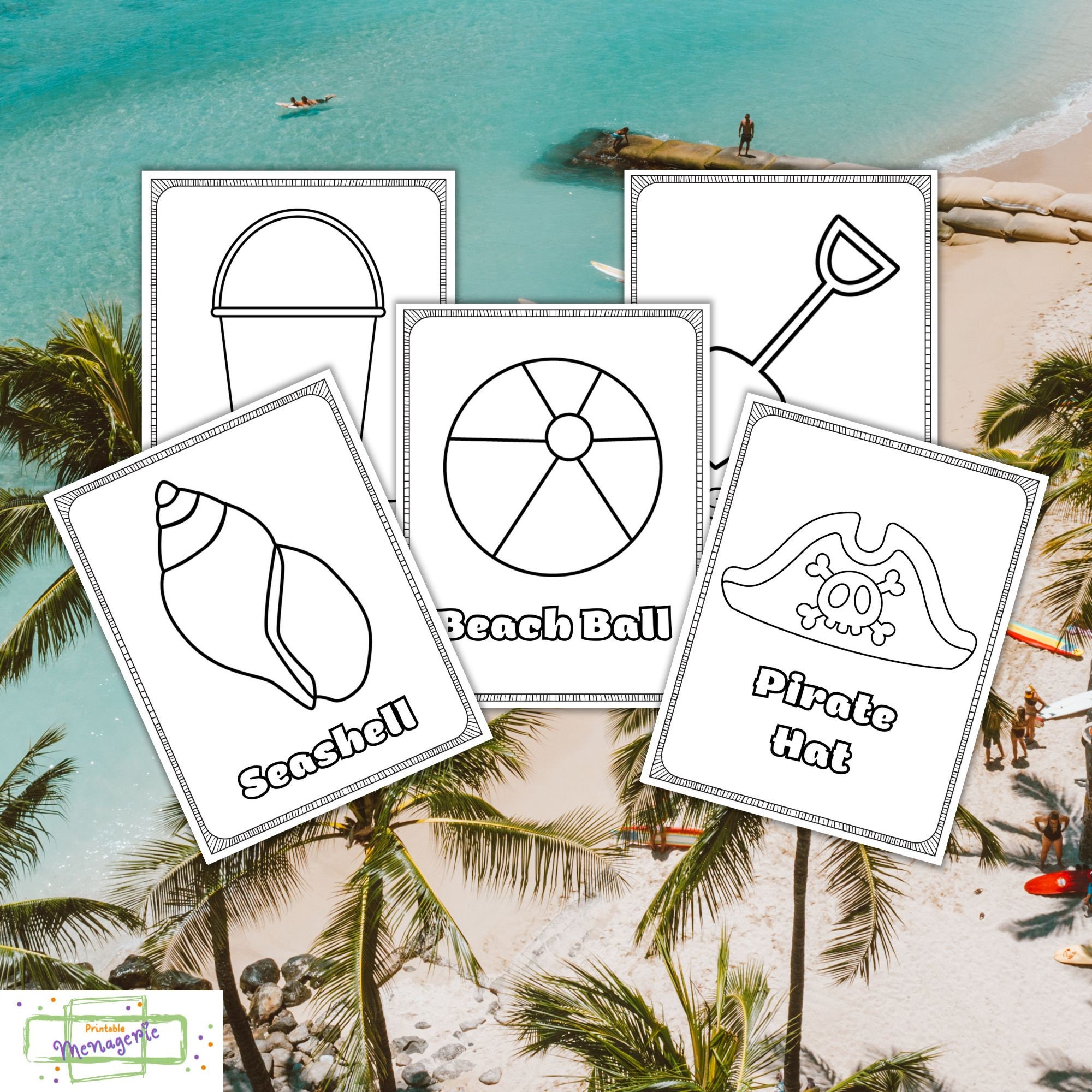 Beach Fun Coloring Bundle for Kids Summer Coloring Pages for Vacation ...