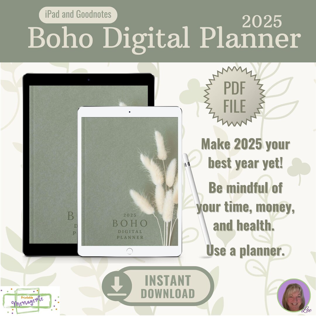 2025 Boho Digital Planner INSTANT DOWNLOAD Personal Use Pretty Monthly ...