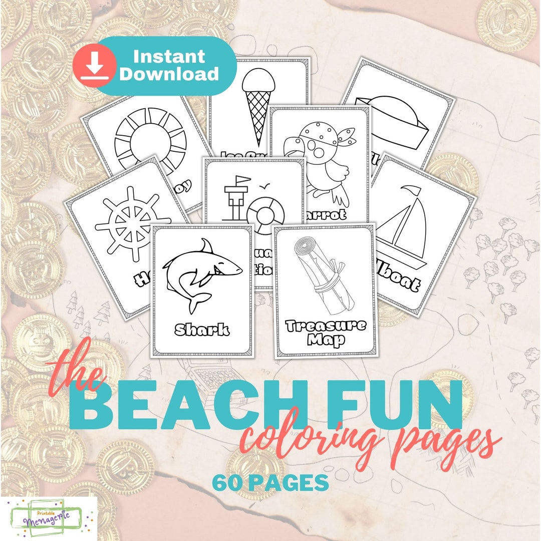 Beach Fun Coloring Bundle for Kids Summer Coloring Pages for Vacation ...