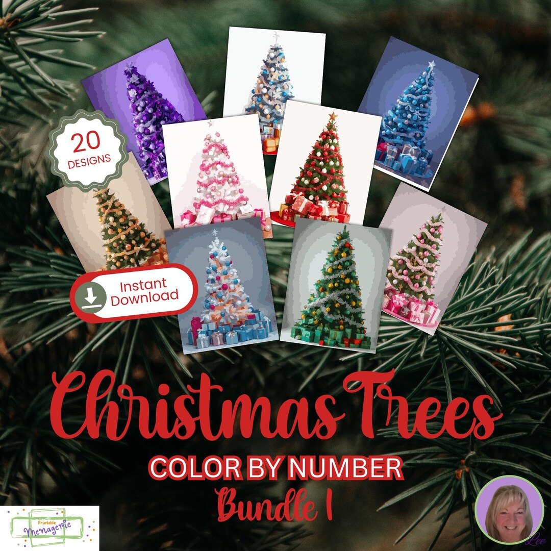 Christmas Trees Bundle 1 - Color by Number - INSTANT DOWNLOAD ...