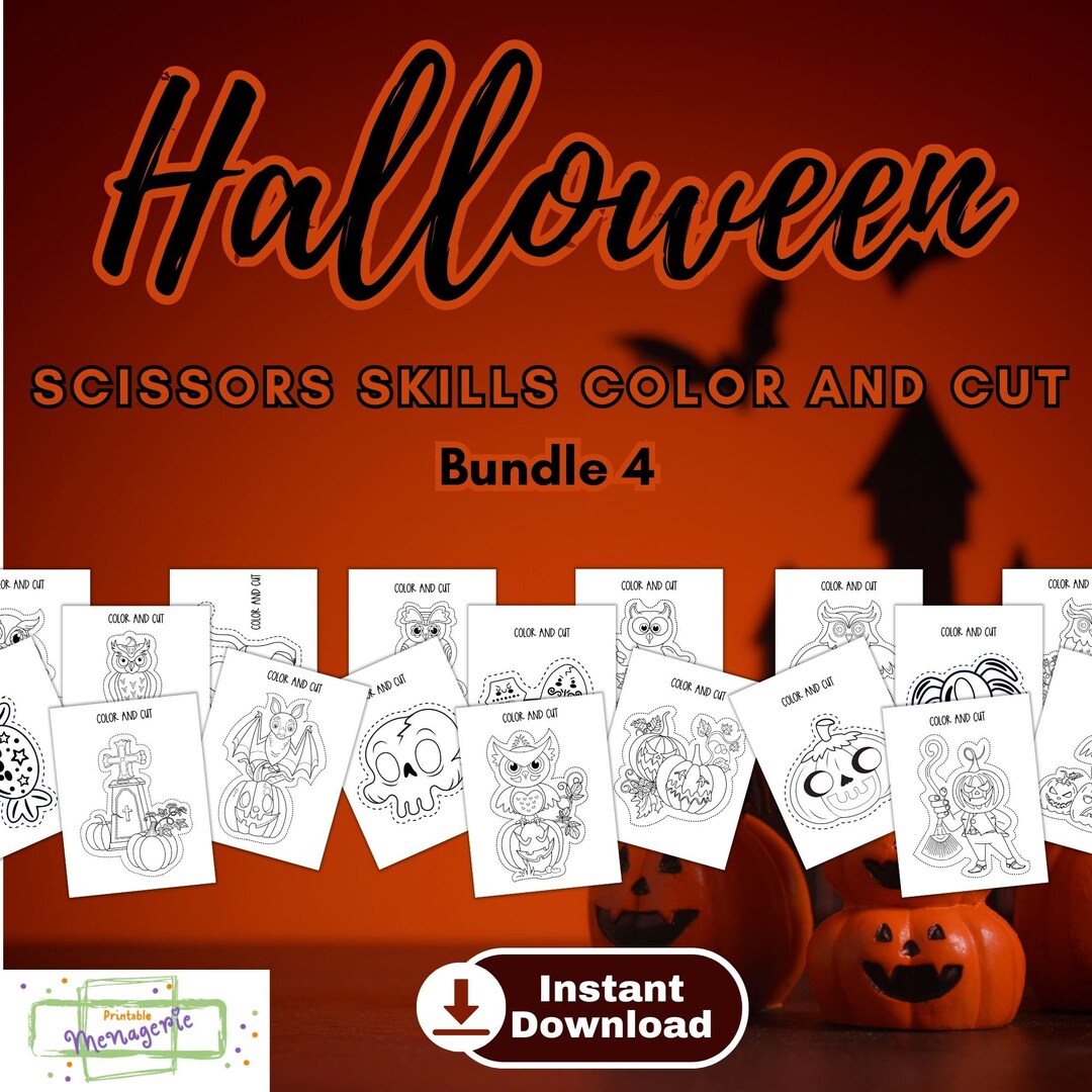 Halloween Scissors Skills Color and Cut Bundle 4 Cutting Practice ...