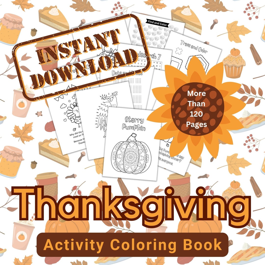 Thanksgiving Activity Coloring Bundle Variety of Boredom Buster Screen ...