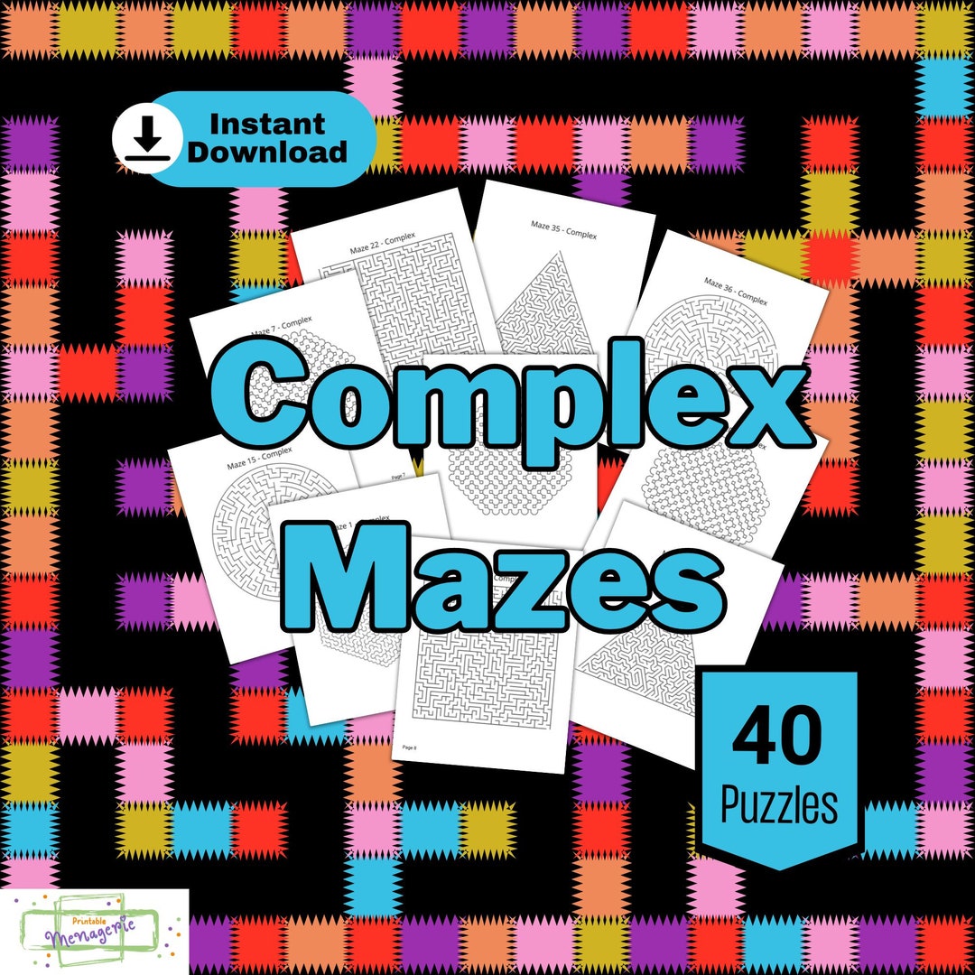 Complex Mazes - 40 Puzzles With Solutions - Screen Free Activity - INSTANT DOWNLOAD - Personal ...