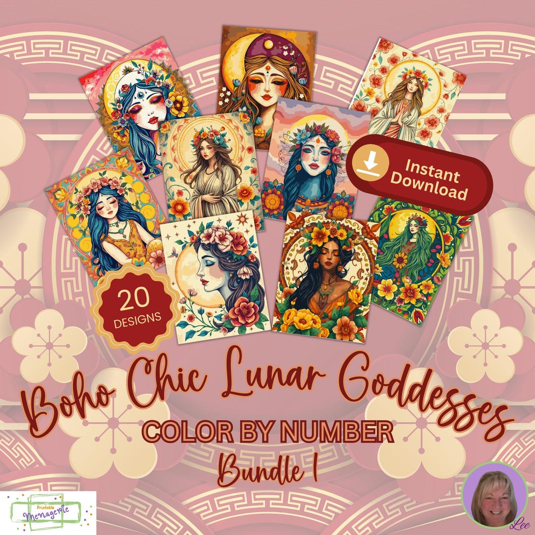 Boho Chic Lunar Goddesses Bundle 1 - Color by Number - INSTANT DOWNLOAD ...