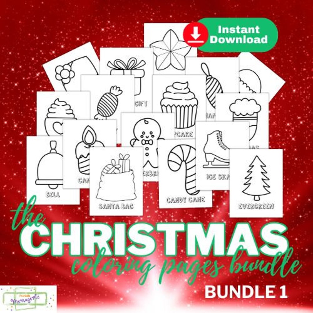 Christmas Coloring Pages Bundle 1 - Large Simple Designs for Kids - 50 ...