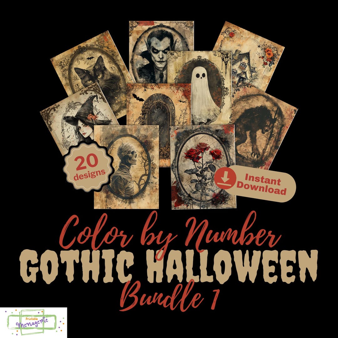 Gothic Halloween Color by Number Bundle – INSTANT DOWNLOAD – Personal ...