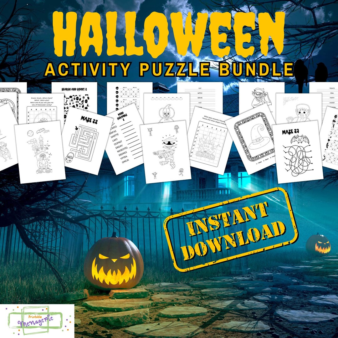 Halloween Activity Puzzle Bundle for Kids 4-8 Variety of Boredom Buster ...