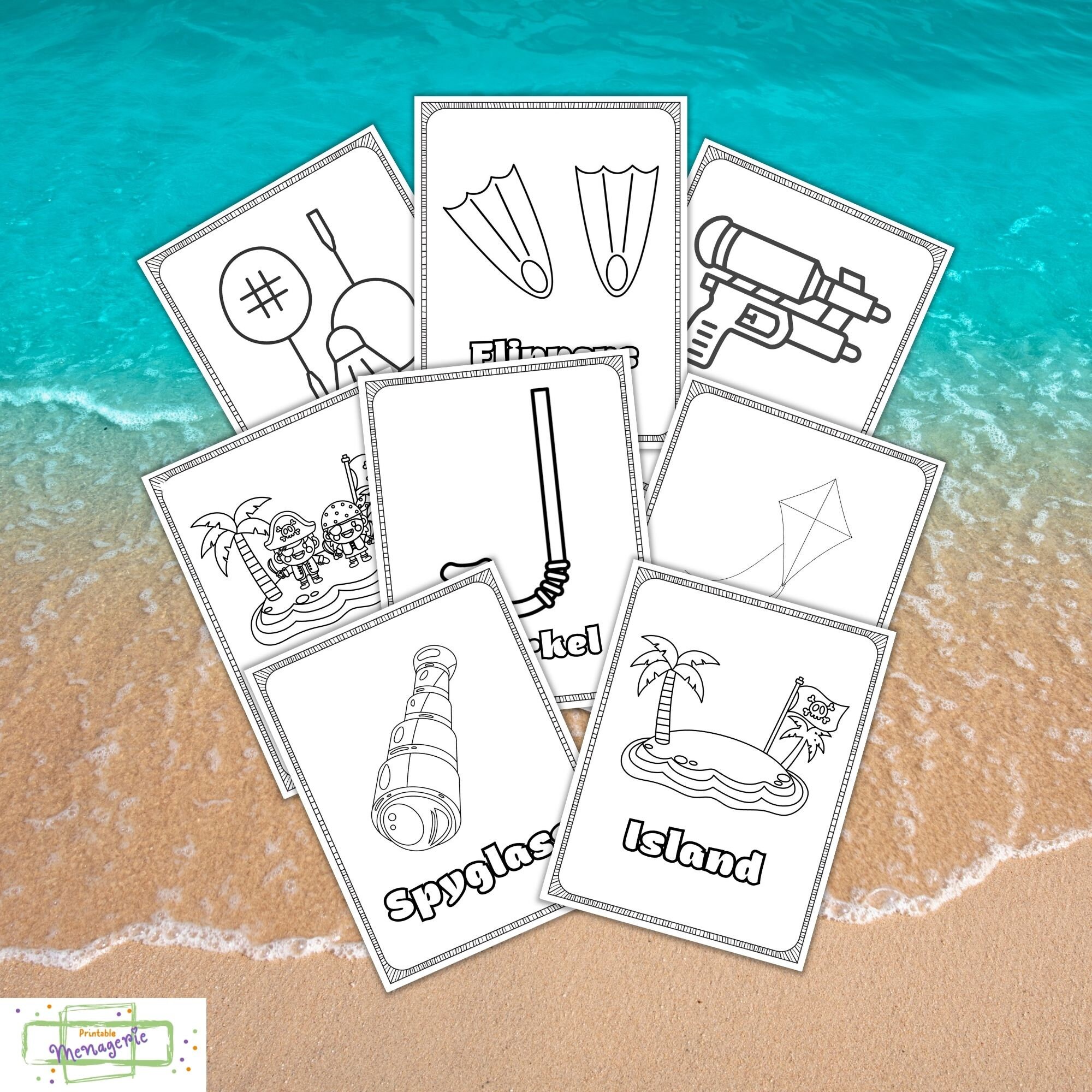 Beach Fun Coloring Bundle for Kids Summer Coloring Pages for Vacation ...