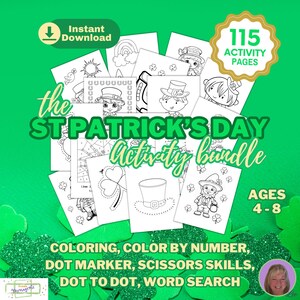 St Patrick's Day Activity Bundle - Coloring - Color by Number - Dot to ...