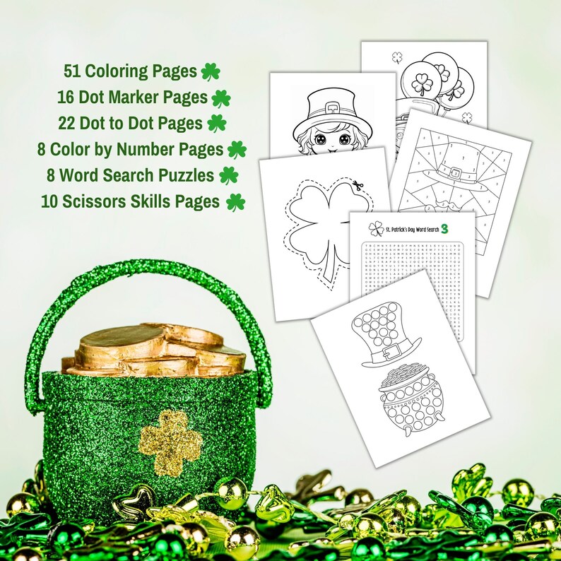 St Patrick's Day Activity Bundle - Coloring - Color by Number - Dot to ...