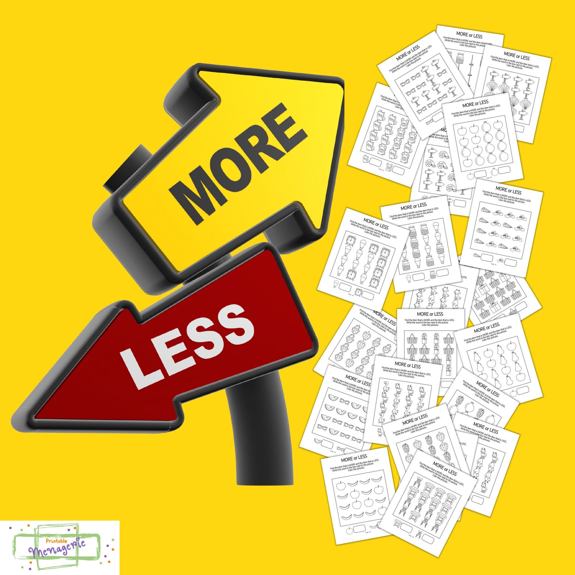More or Less Worksheets Bundle 1 - INSTANT DOWNLOAD - Teacher and ...