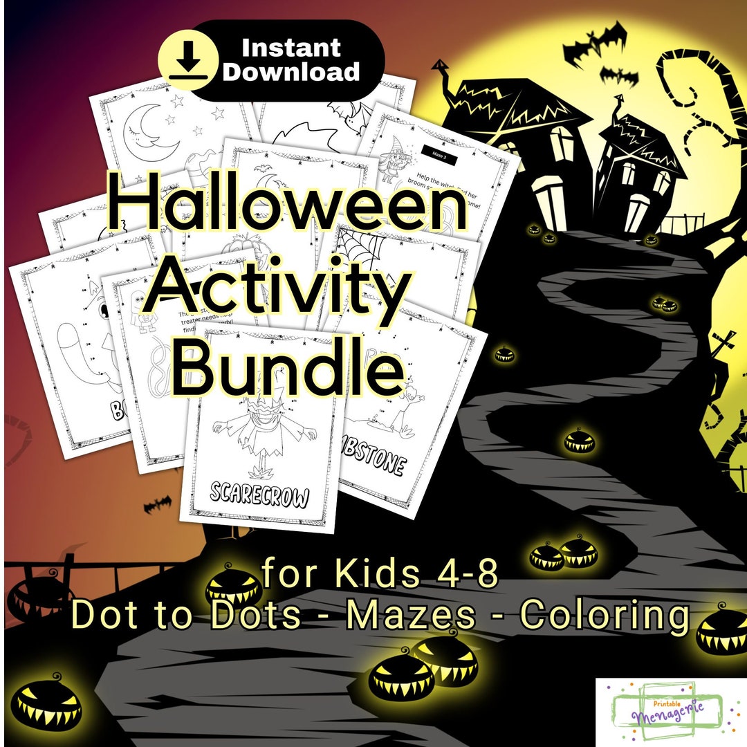 Halloween Activity Bundle for Kids 4-8 Bundle Dot to Dots Mazes ...