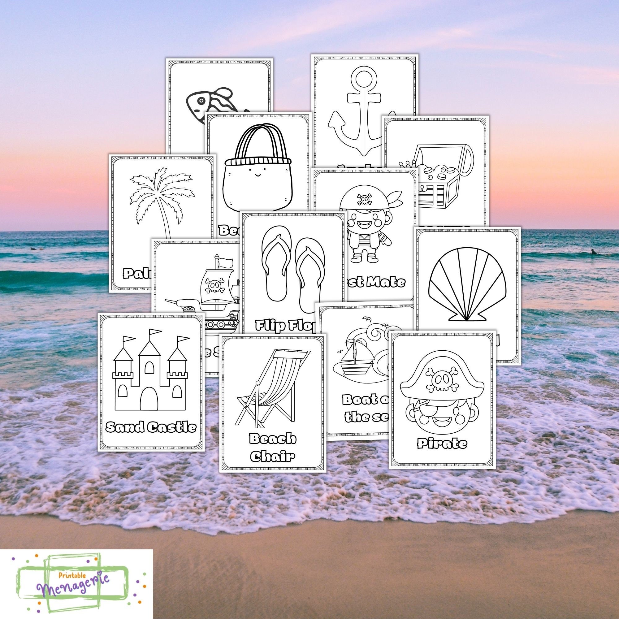 Beach Fun Coloring Bundle for Kids Summer Coloring Pages for Vacation ...