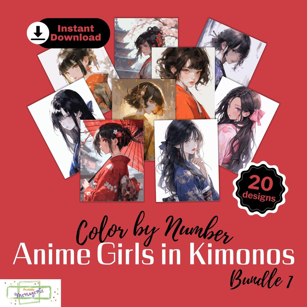 Color by Number – Anime Girls in Kimonos Bundle 1 – INSTANT DOWNLOAD ...