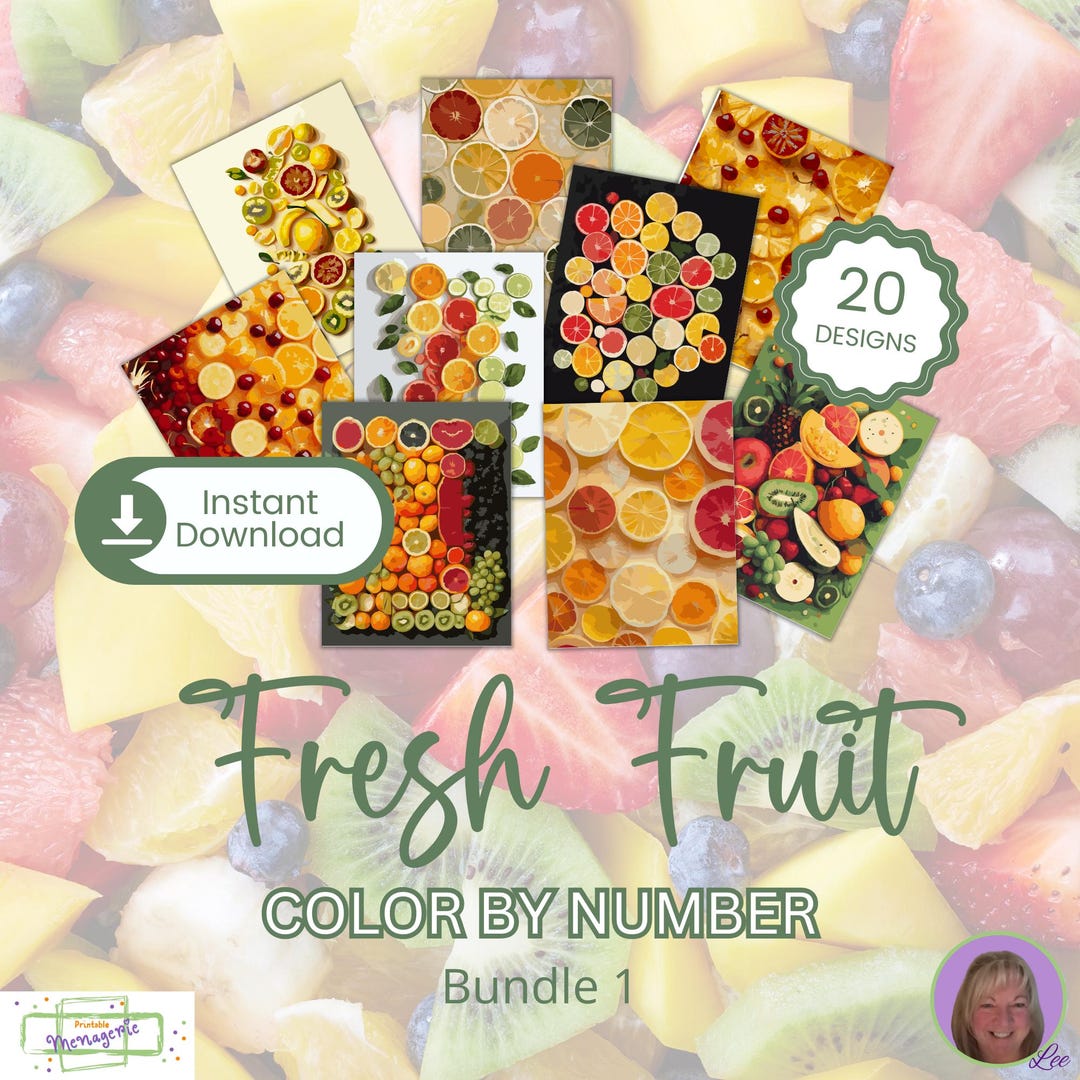 Fresh Fruit Bundle 1 - Color by Number - INSTANT DOWNLOAD - Personal ...