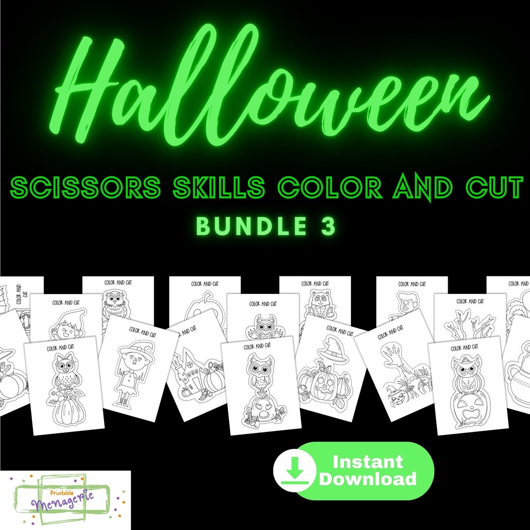 Halloween Scissors Skills Color Cut Bundle 3 - Cutting Practice ...