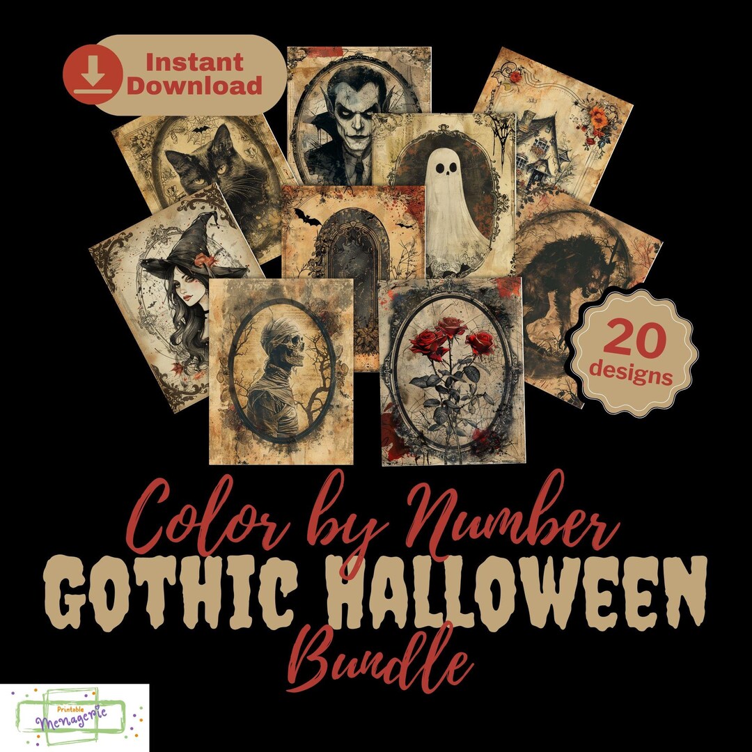 Color by Number – Gothic Halloween Bundle – INSTANT DOWNLOAD – Personal ...