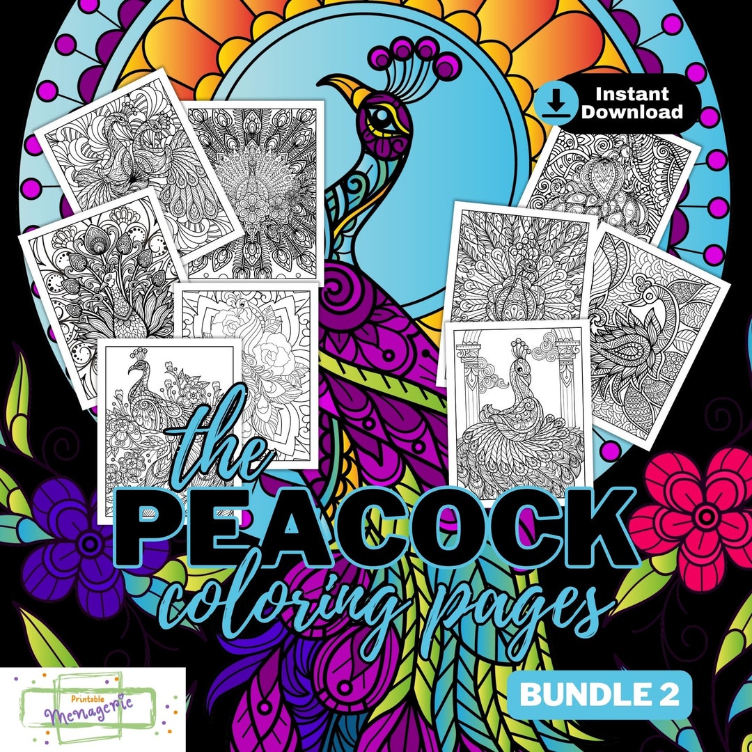 Peacocks Coloring Bundle 2 - INSTANT DOWNLOAD - Personal Use - Etsy