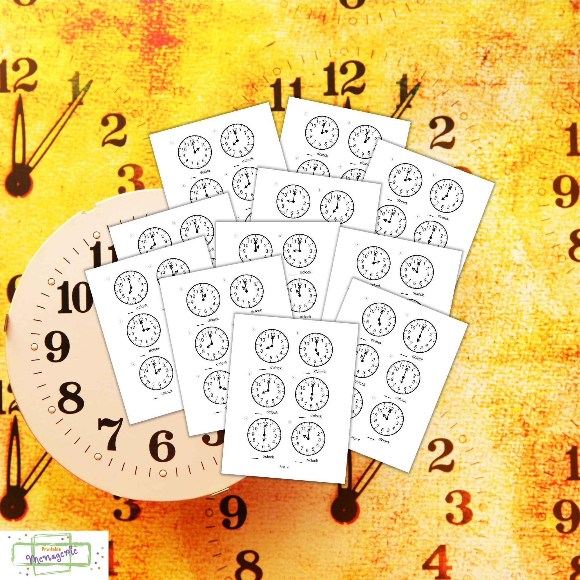 Time Worksheets Analog Clock Hour and Half Hour Activities - 60 Pages ...
