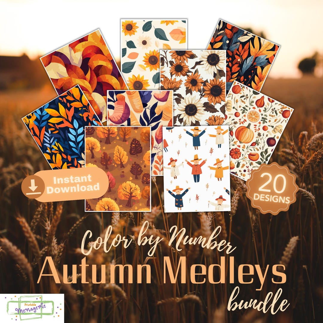 Autumn Medleys Bundle 1 – Color by Number – INSTANT DOWNLOAD – Personal ...