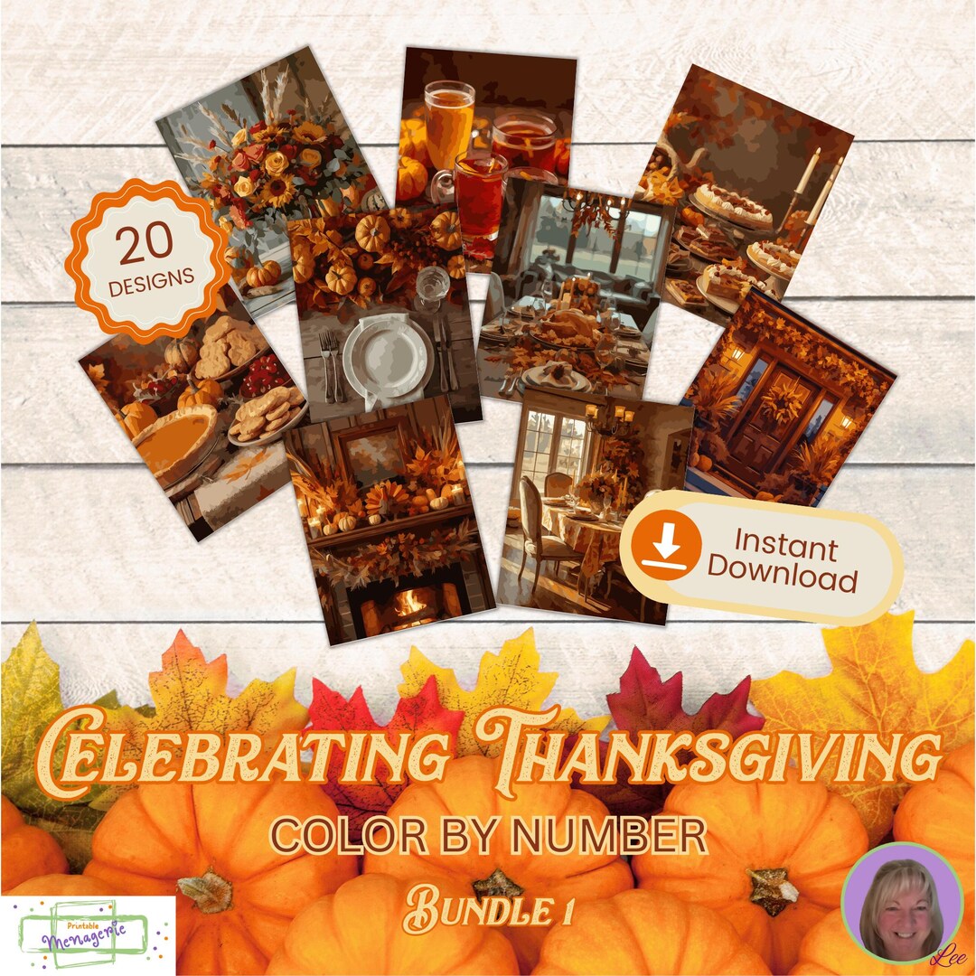 Celebrating Thanksgiving Bundle 1 - Color by Number - INSTANT DOWNLOAD ...
