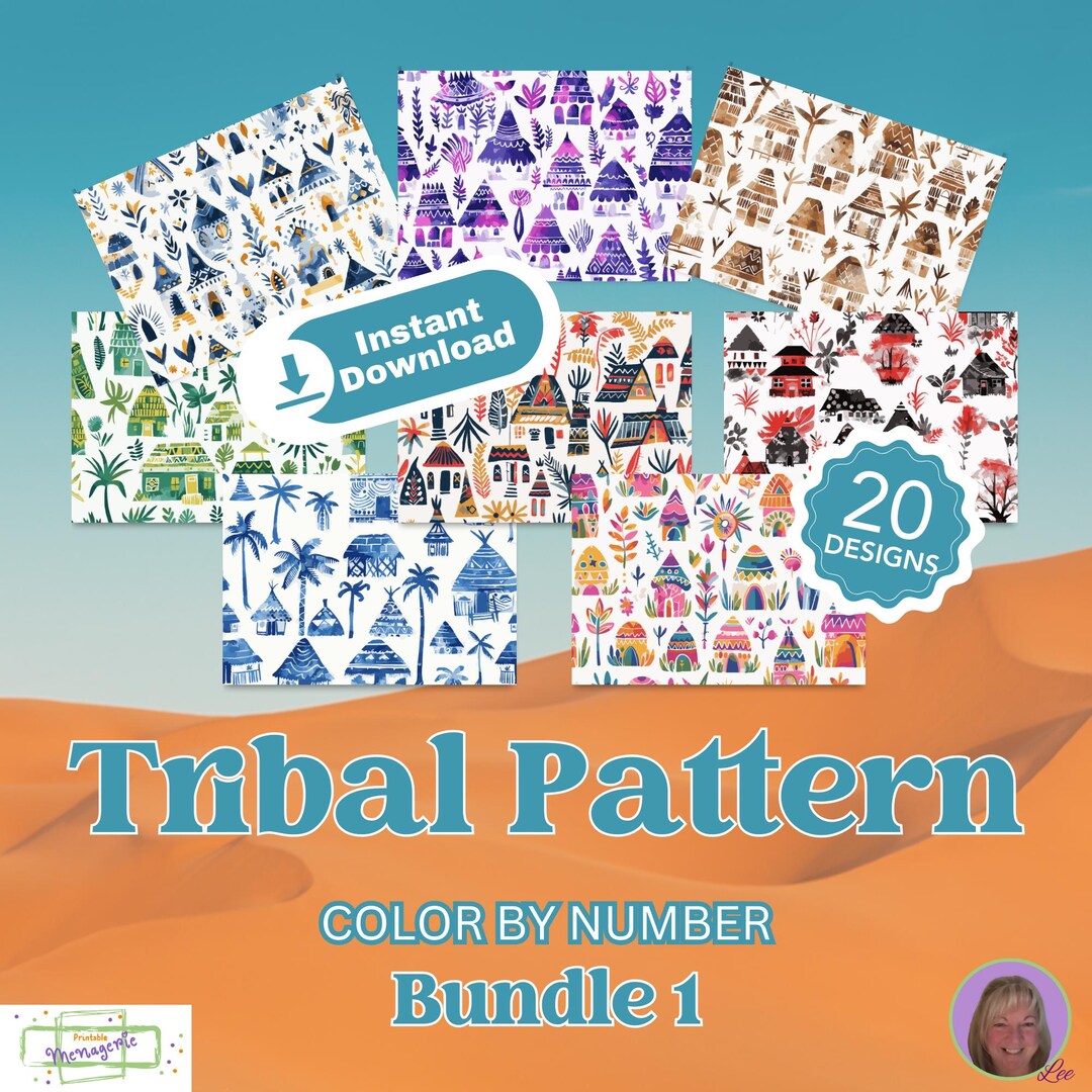 Tribal Patterns Bundle 1 - Color by Number - INSTANT DOWNLOAD ...