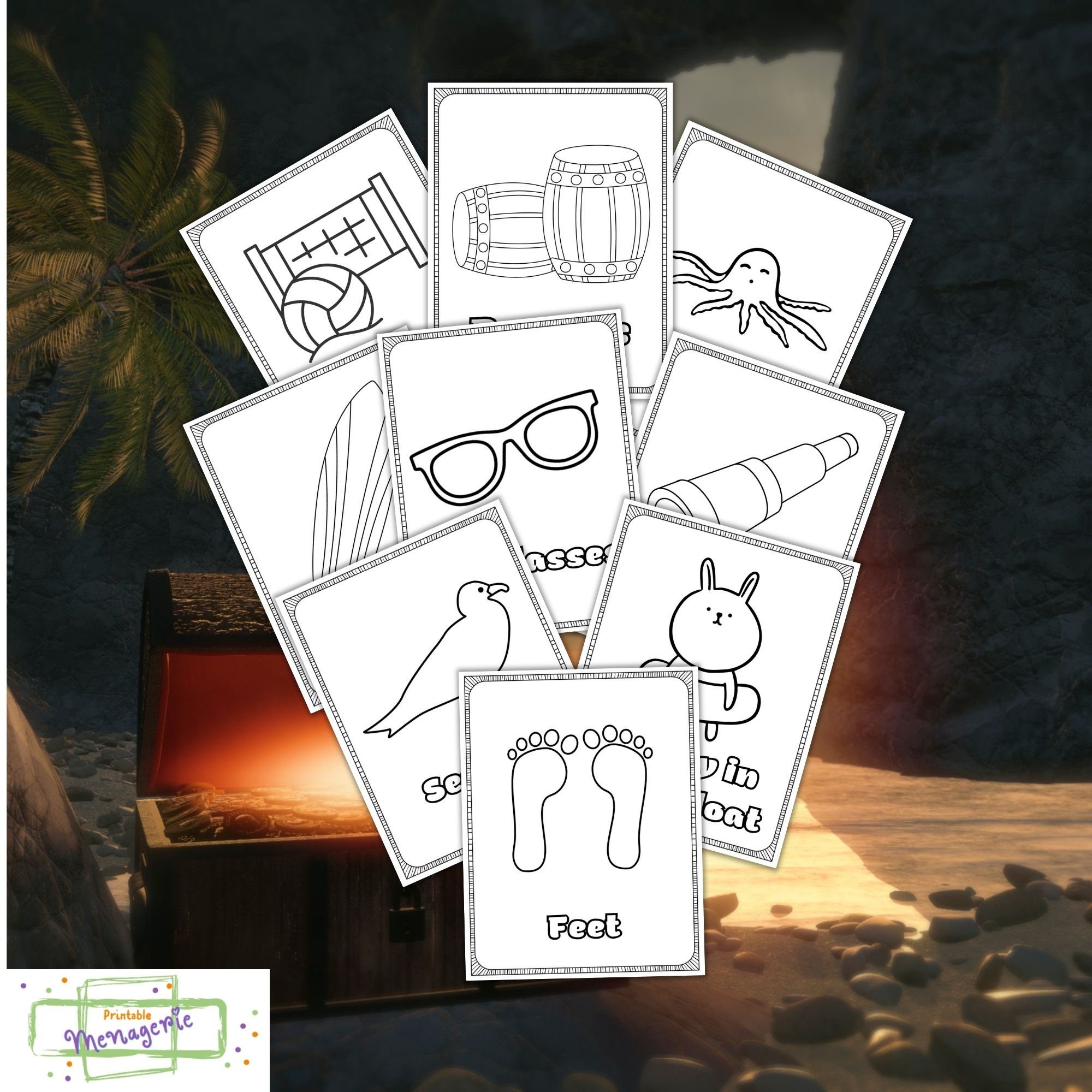 Beach Fun Coloring Bundle for Kids Summer Coloring Pages for Vacation ...